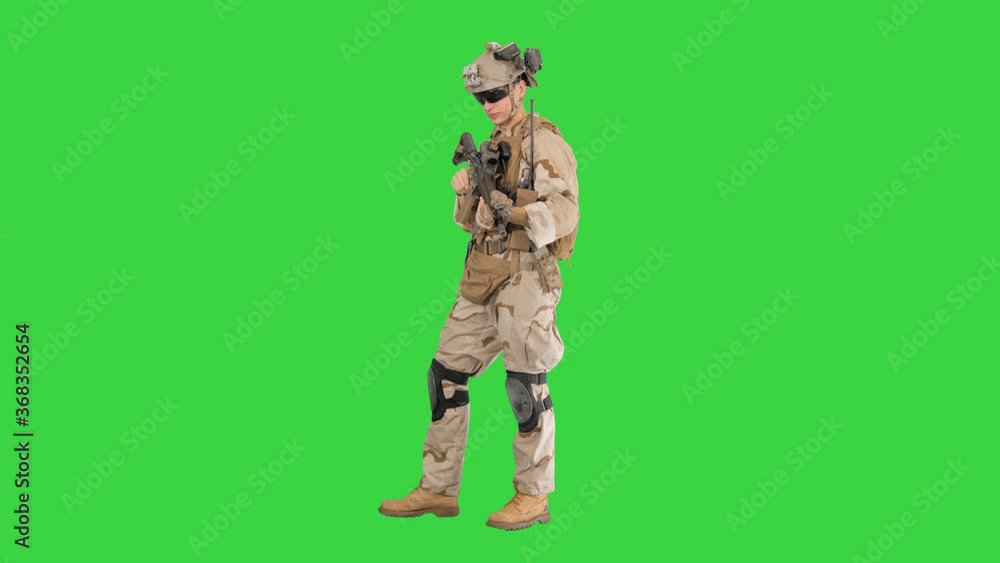 United states Marine Standing And Talking on a Green Screen, Chroma Key ...