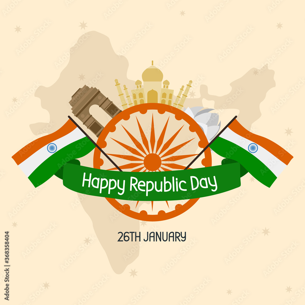 Republic day background with monuments Stock Vector | Adobe Stock