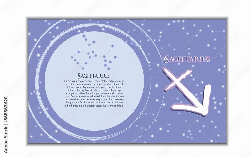 Horizontal banner of 12 zodiac signs with names. Vector illustration of ...