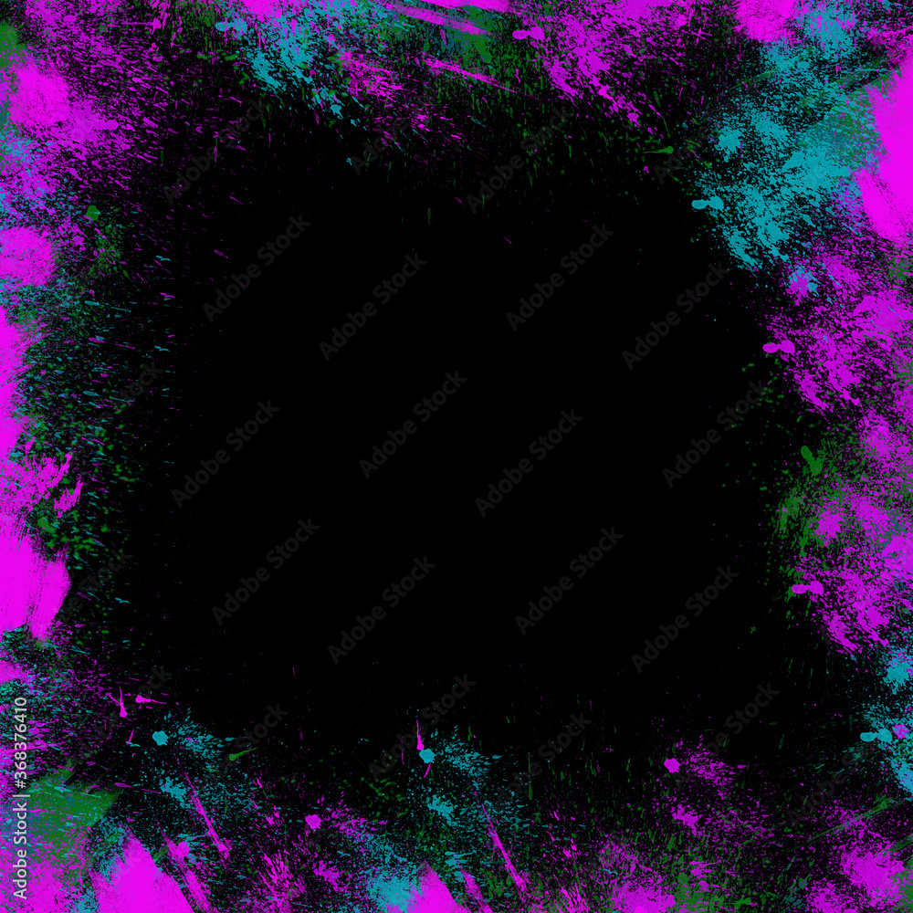 An abstract neon paint splatter border background image. Stock ...