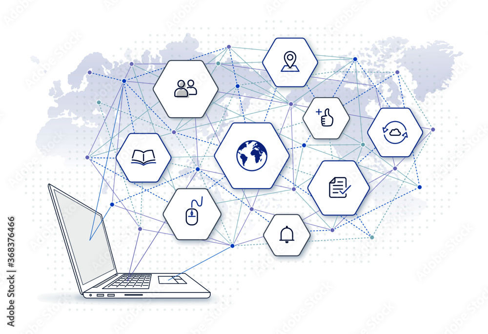 online education network illustration: online learning class, education ...