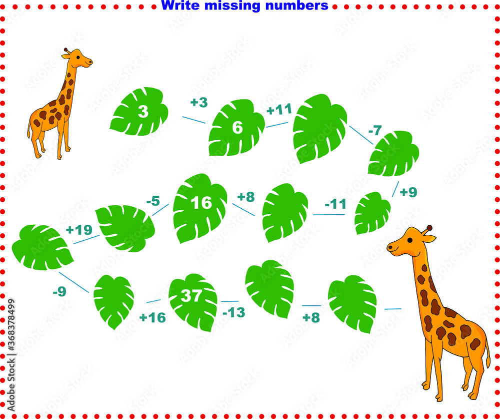 Math educational games for children. Fill in the line, write the ...