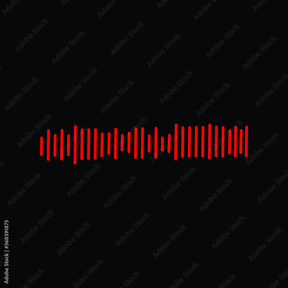 Vector red sound wave icon. Black background Stock Vector | Adobe Stock