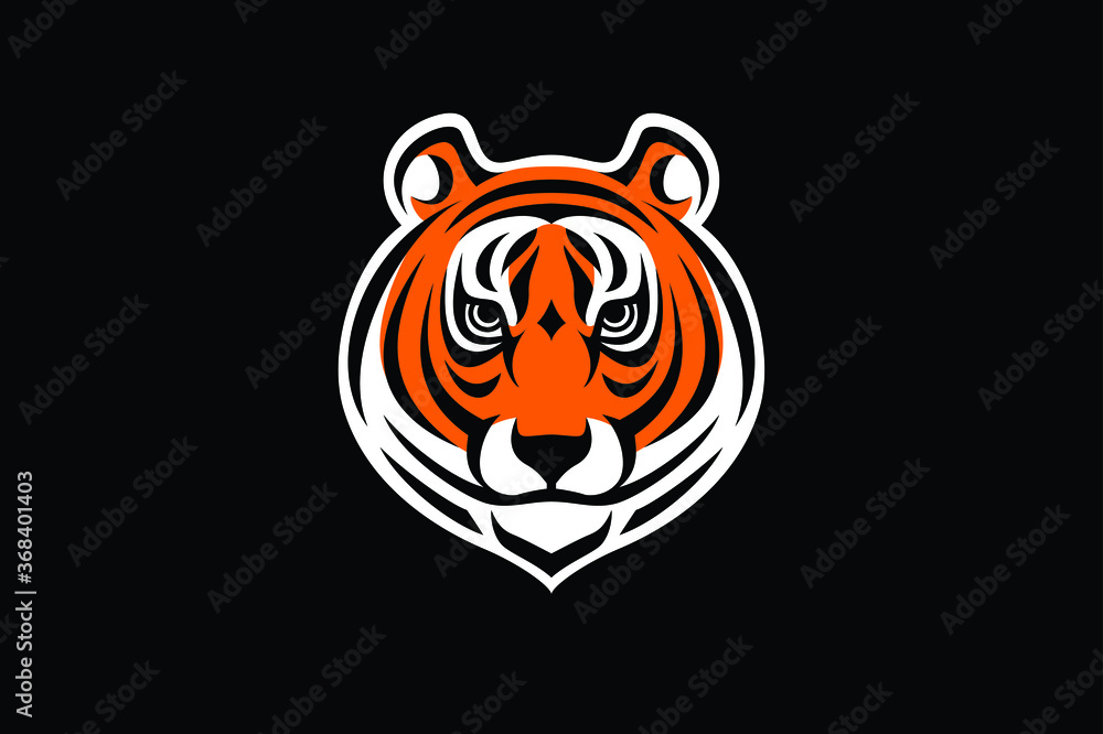 Simple Outline Design of Head of Bengal Tiger Stock Vector | Adobe Stock
