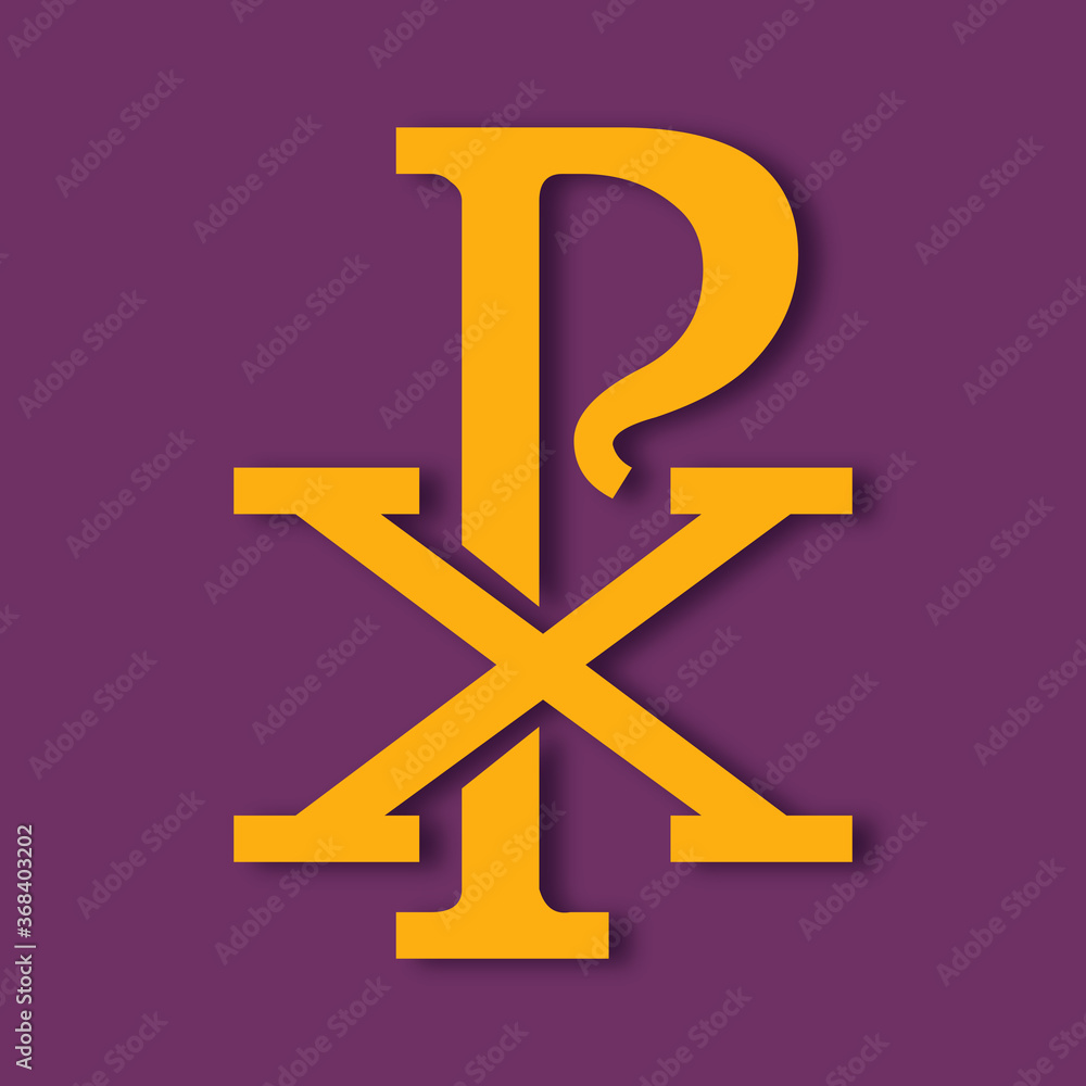 chi-rho sign catholic christian symbol chrismon yellow cryptogram sign ...