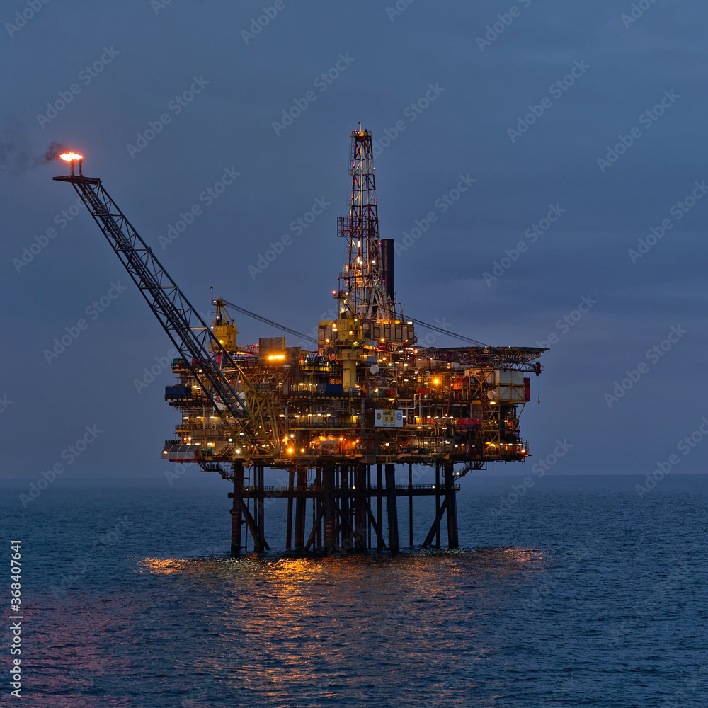 The Gannet A Oil Platform in the twilight of a Summers evening in a ...