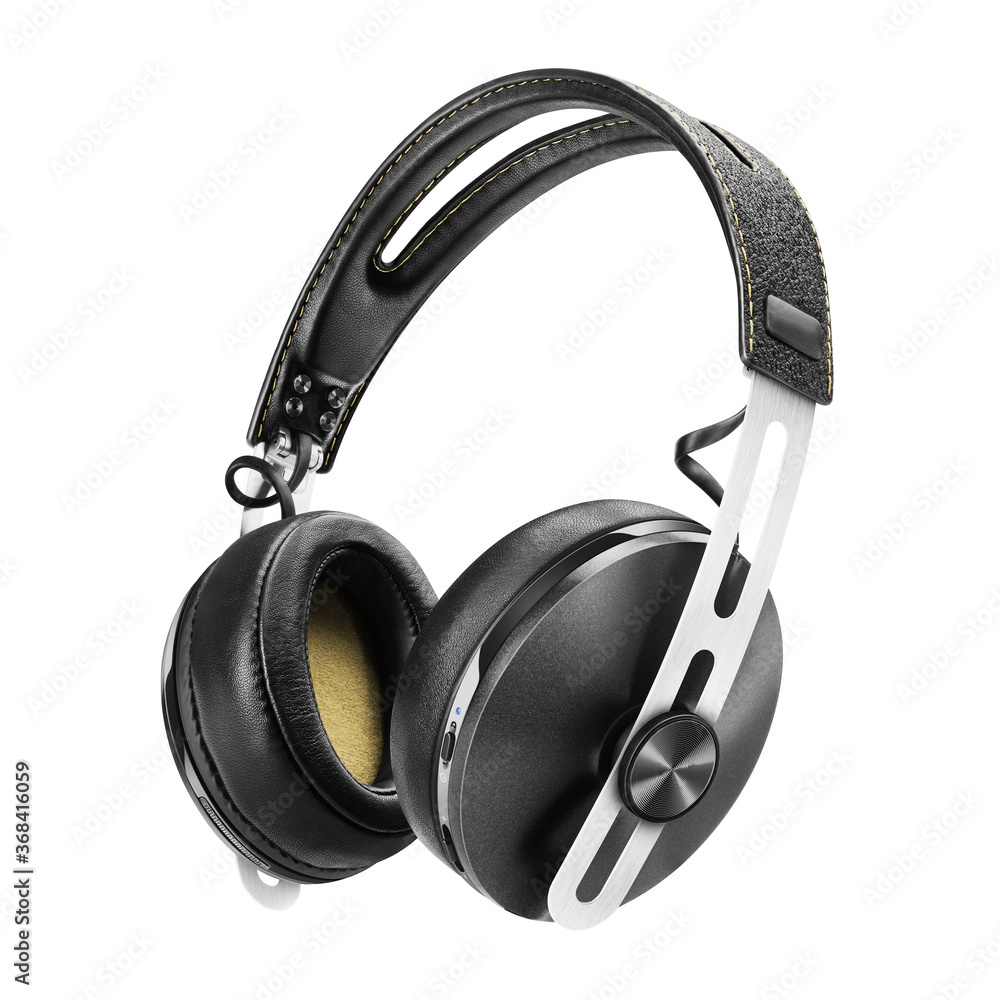 Wireless Over-Ear High-Resolution Headphones Isolated on White. Front ...