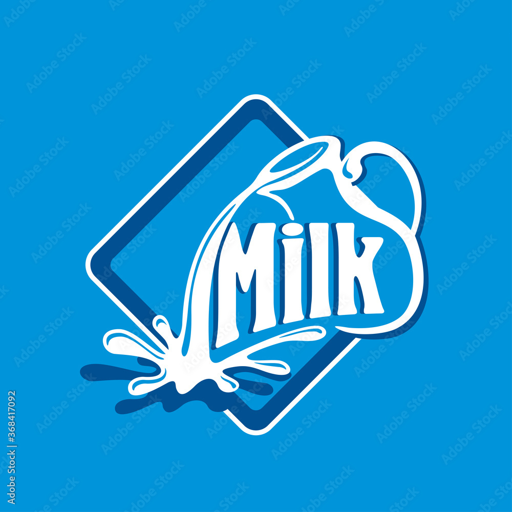 Milk logo template - jug with flowing milk splash - creative branding ...