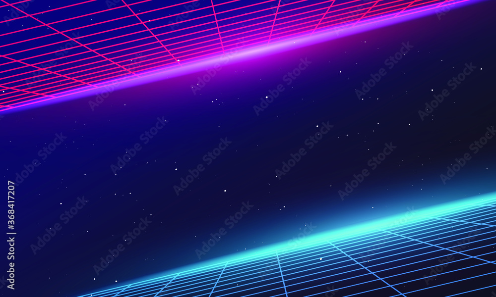 Synthwave Vector Graphic with Grids in Space | Galaxy Quest in ...