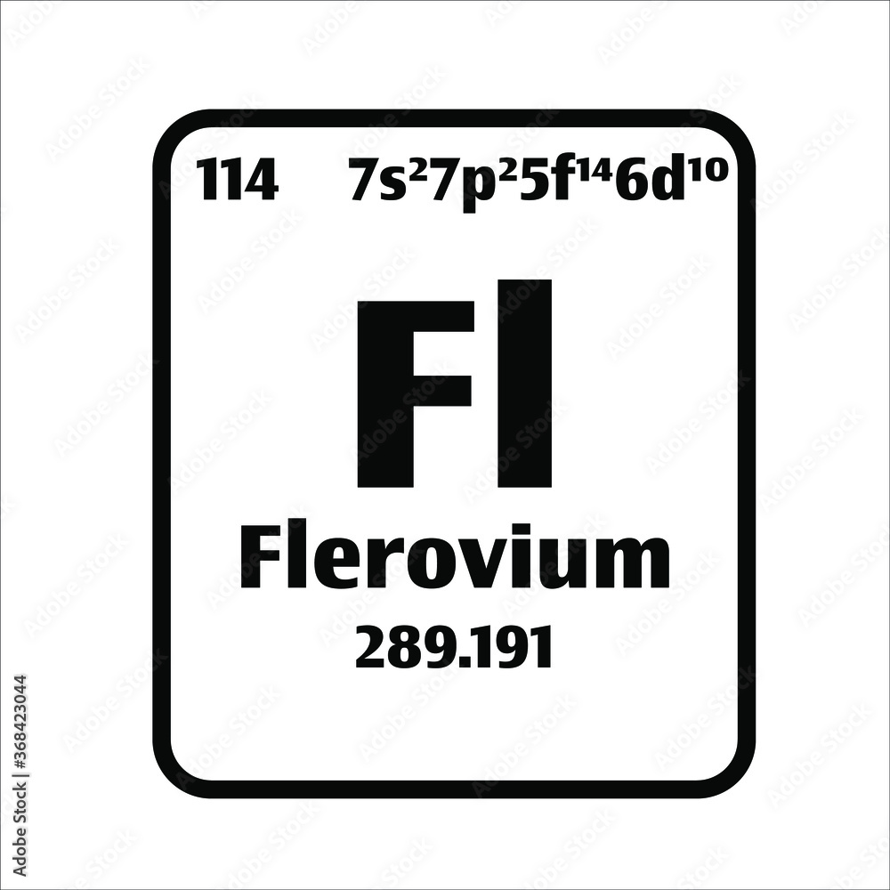 Flerovium (Fl) button on black and white background on the periodic ...