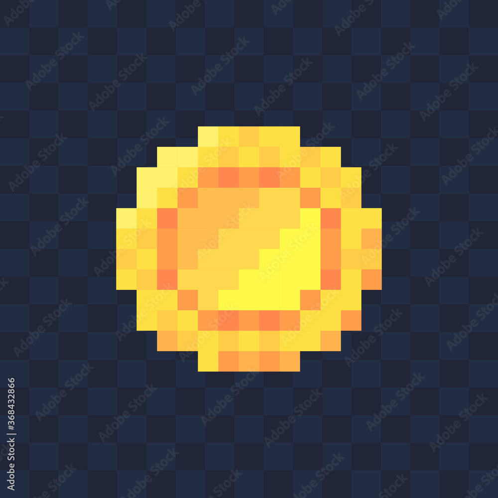 Gold coin. Pixel art. Retro game style. Vector illustration. Stock ...