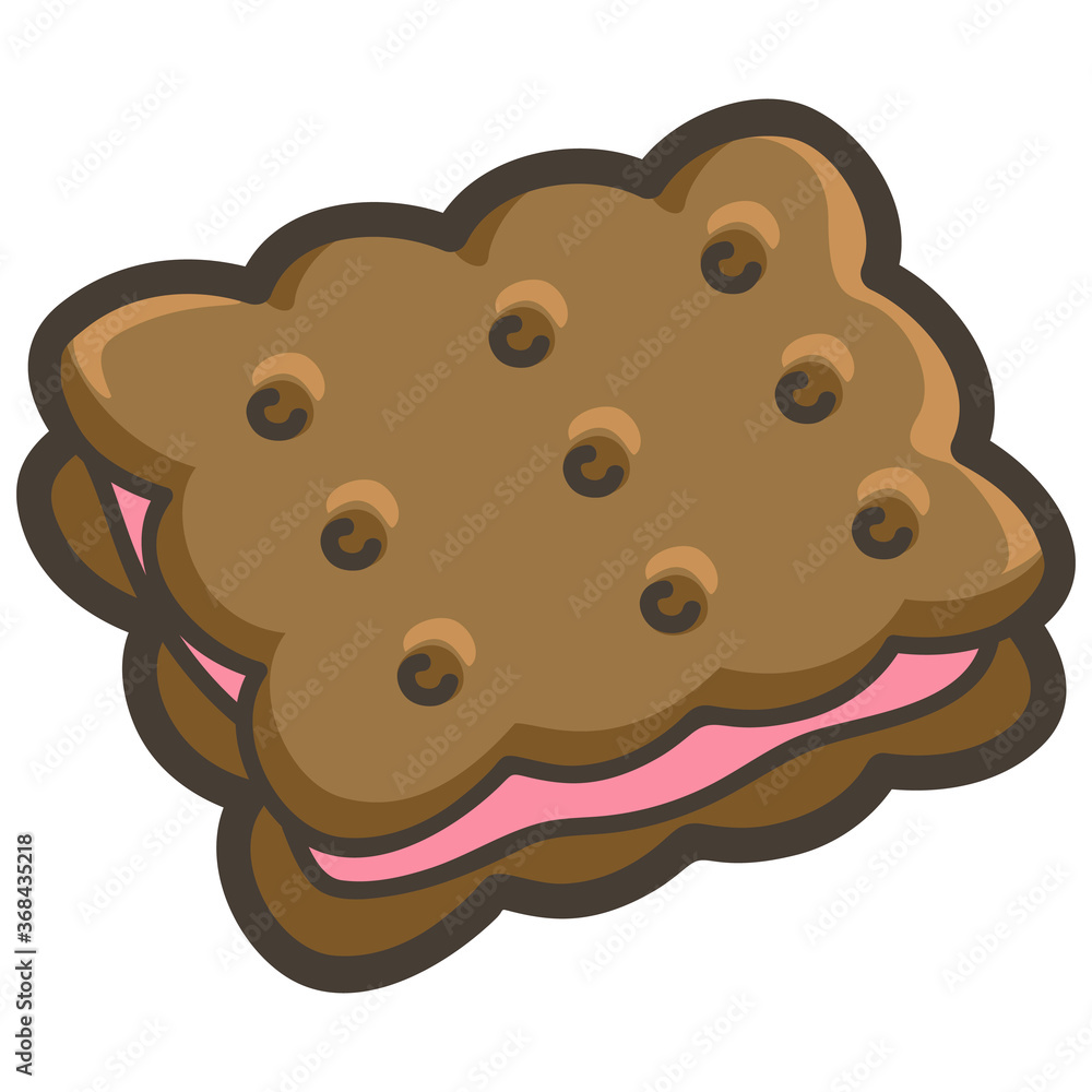 Cute square shaped chocolate biscuits with strawberry cream filling ...