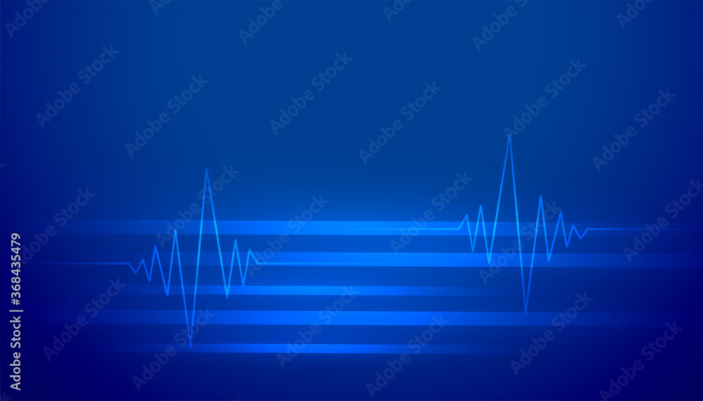 abstract blue background with glowing heartbeat lines Stock Vector ...