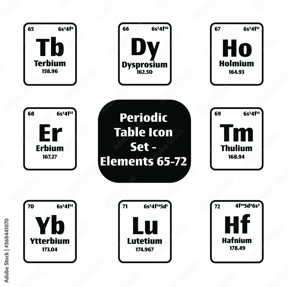 Periodic Table of Elements Icon button set in black and white Elements ...