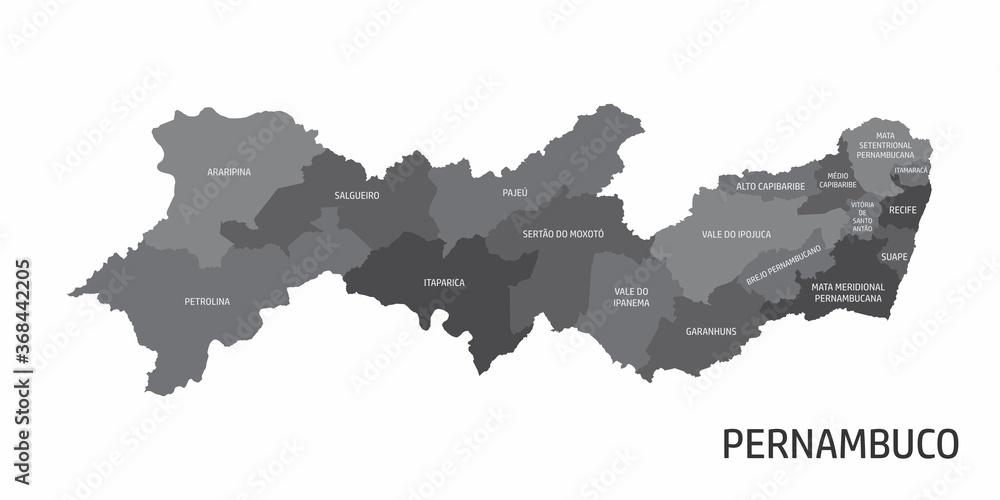 Pernambuco State regions map Stock Vector | Adobe Stock
