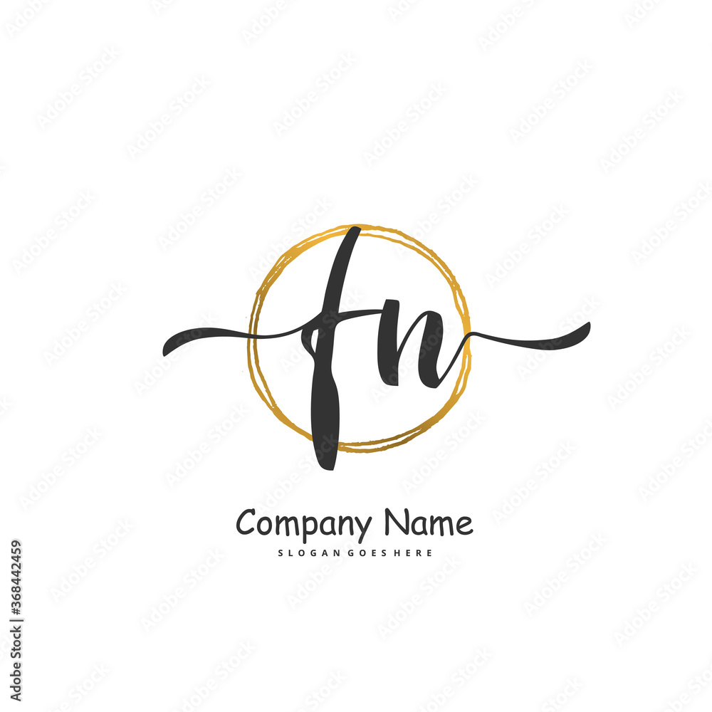 F N FN Initial handwriting and signature logo design with circle ...