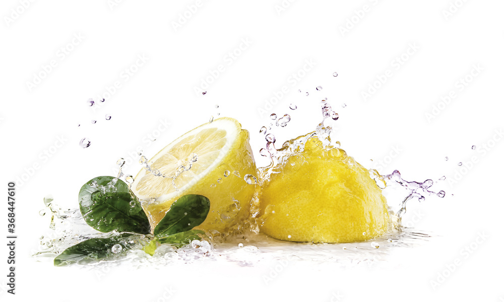 Water splash on lemon Stock Photo | Adobe Stock