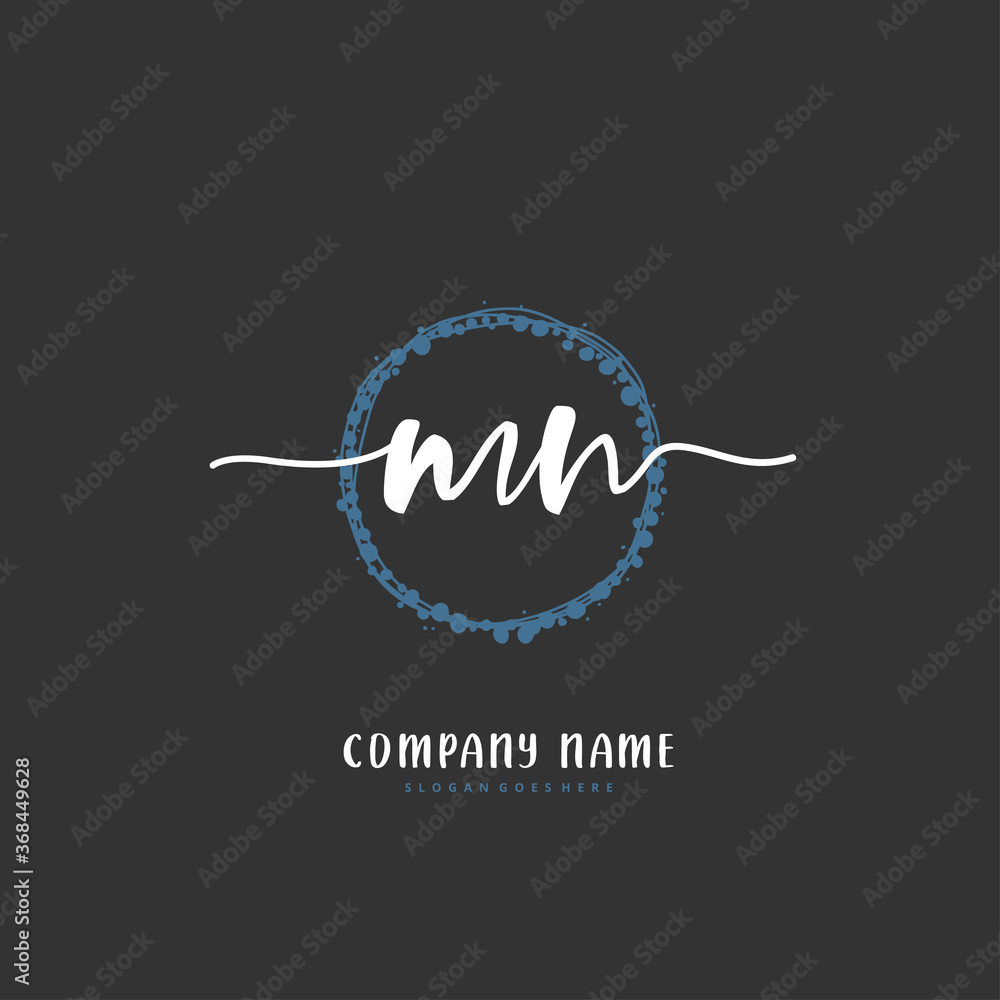 M N MN Initial handwriting and signature logo design with circle ...