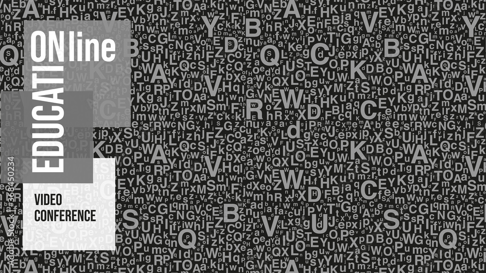 Virtual background for video conferencing. A pattern of letters ...