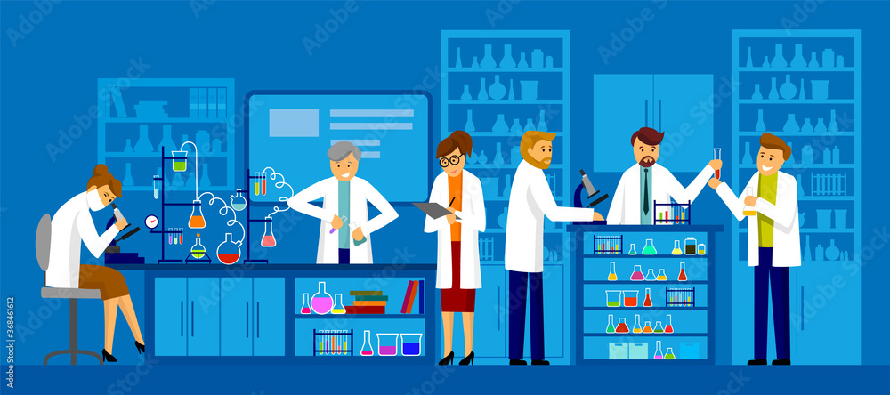 Illustration of scientists men and woman working at science lab ... Illustration of scientists men and woman working at science lab ...