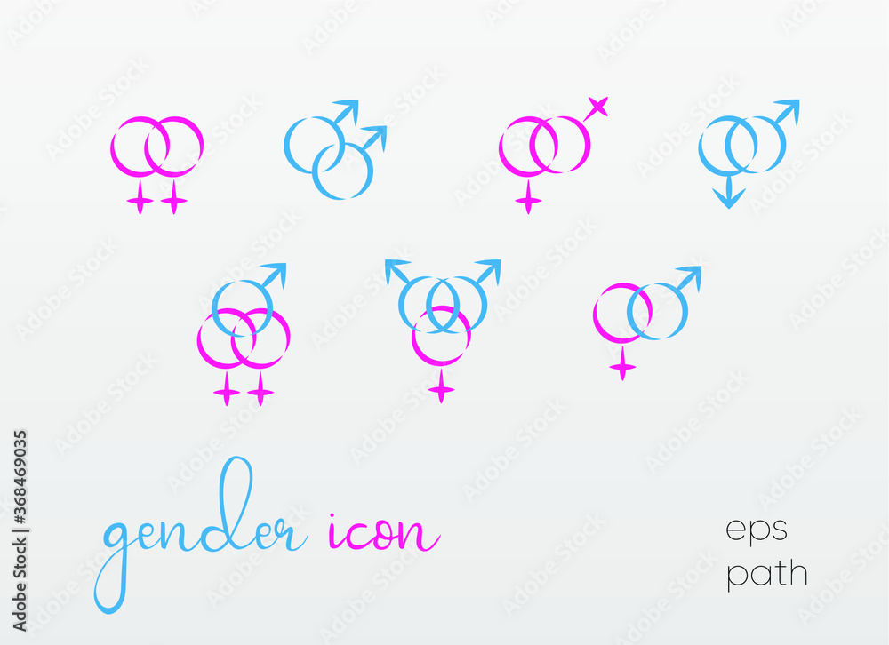 Vector modern gender icons. Traditional and non-traditional gender ...