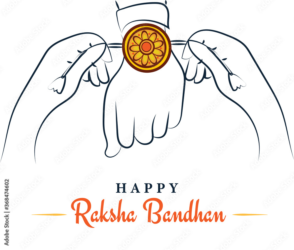 Happy Raksha Bandhan, sister tying rakhi to brother sketchy greeting ...