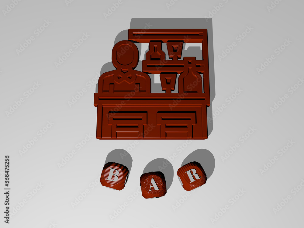 3D graphical image of bar vertically along with text built around the ...