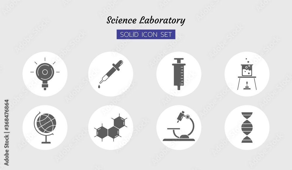 solid icon symbol set, test chemistry physics science research ...