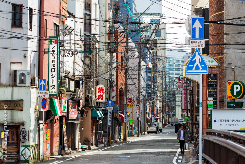 Chaos of electric wires in Japan Stock Photo | Adobe Stock