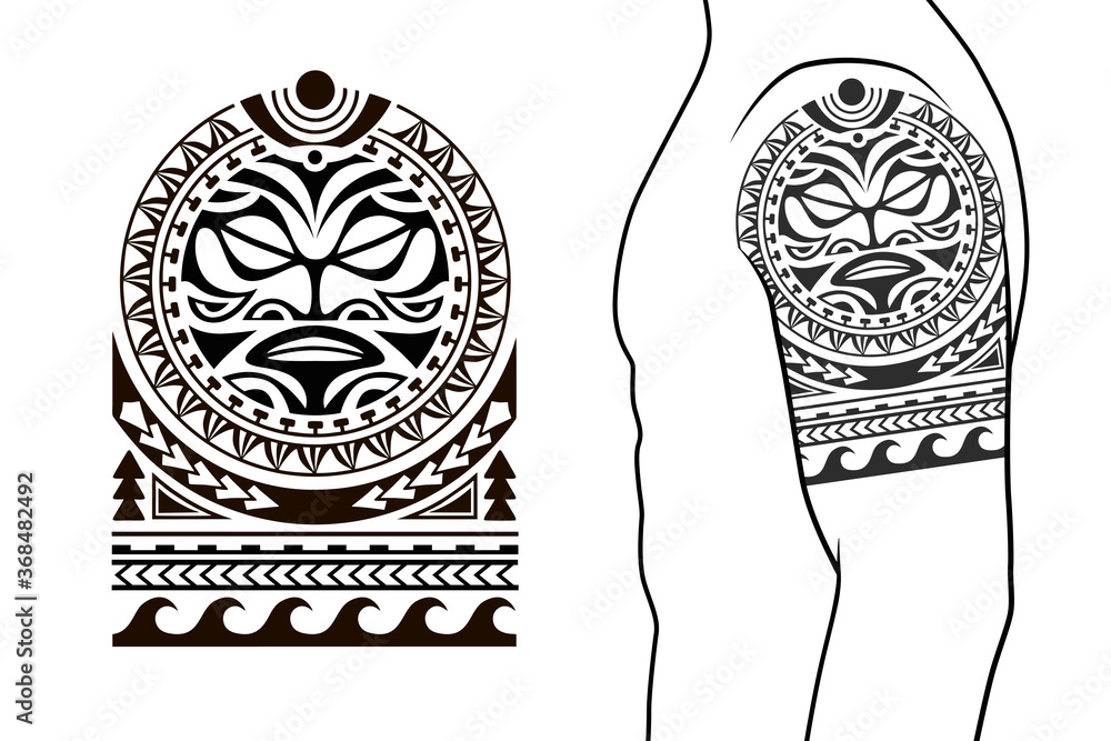 Maori tribal style tattoo pattern fit for a shoulder, arm. With example ...