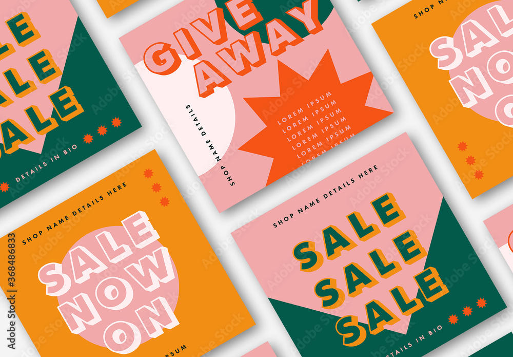 Bright Social Media Post Layouts Stock Template | Adobe Stock