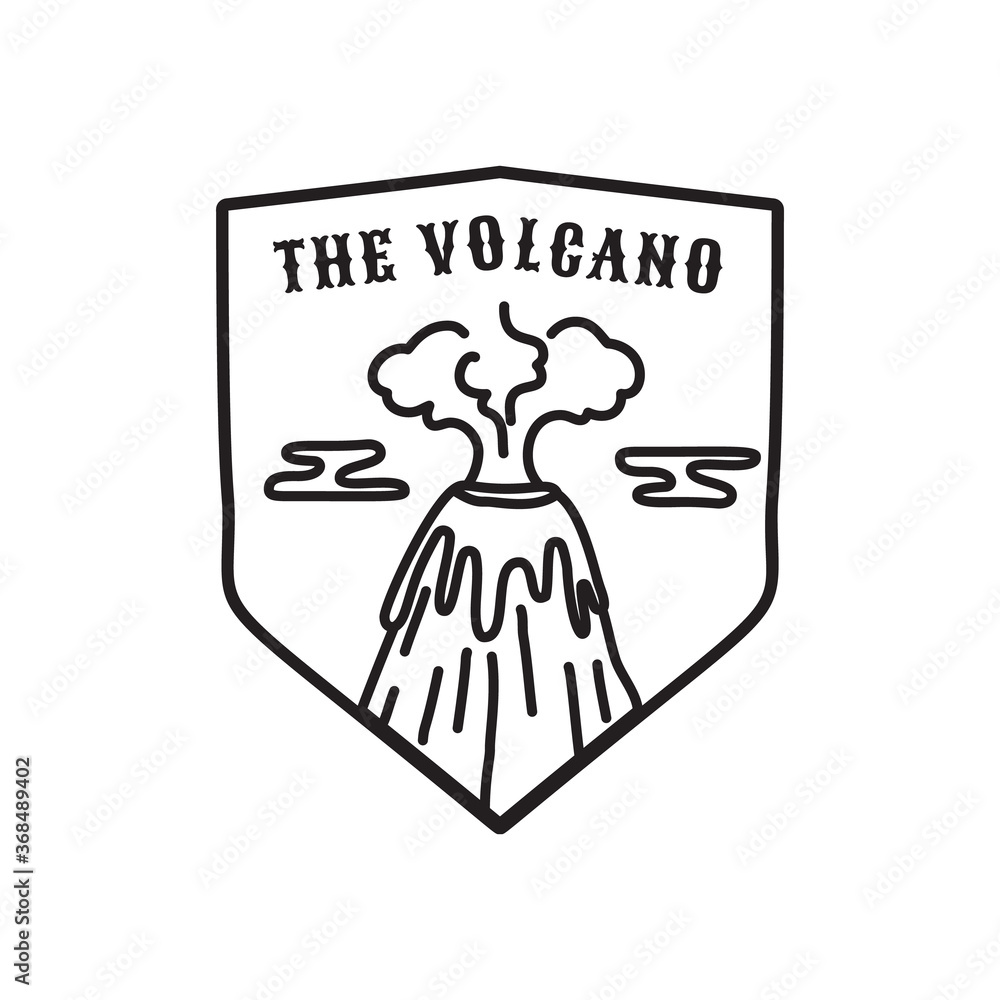 Vintage volcano emblem. Adventure badge illustration design. Outdoor ...