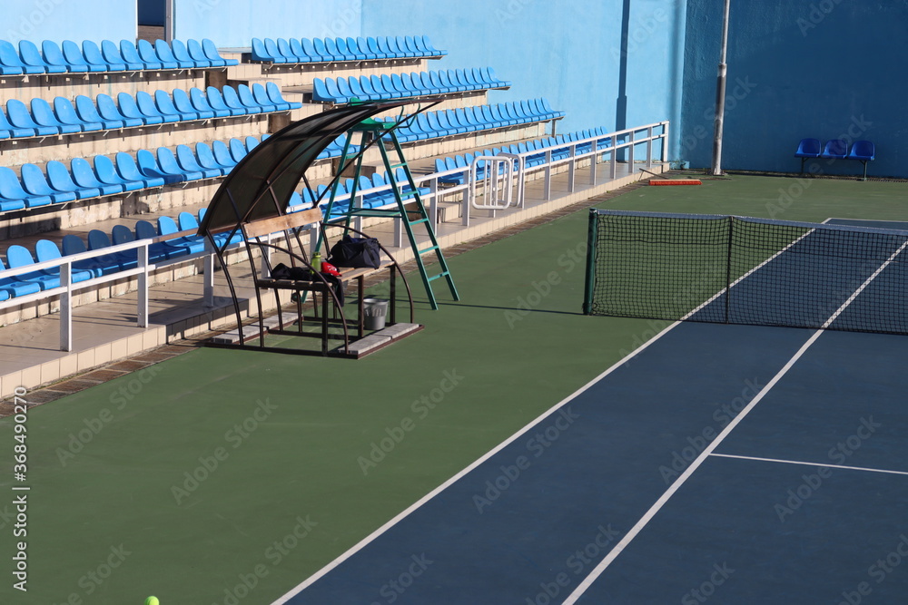 tennis court arena with hard surface and tribunes Stock Photo | Adobe Stock