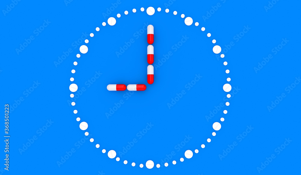 Pill clock. Pill tablet clock. Pill time. Medication Schedule. Blue ...