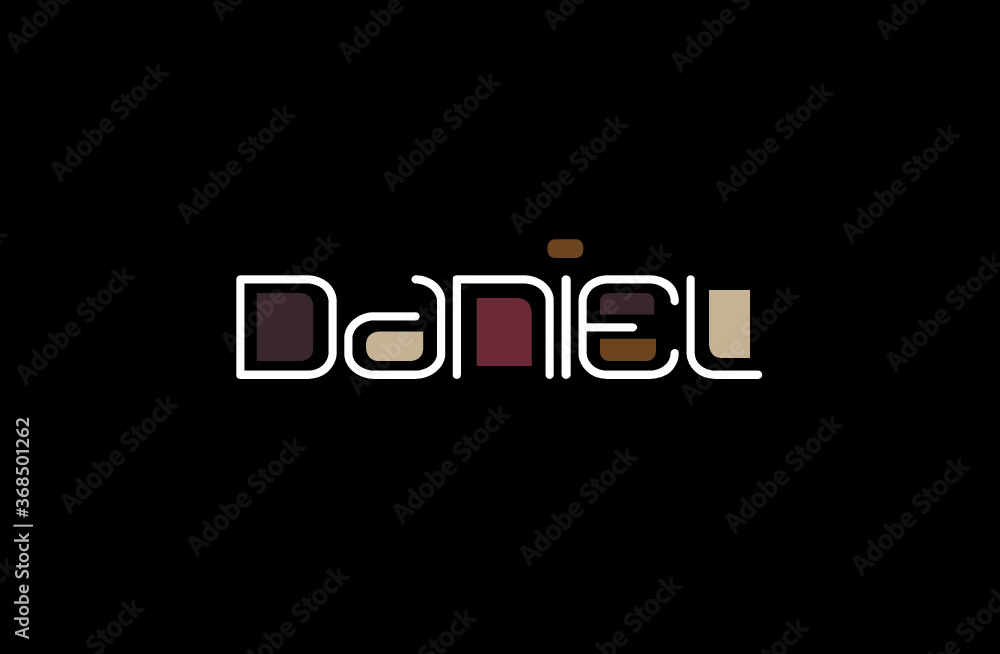 Daniel Name Art in a Unique Contemporary Design in Java Brown Colors ...