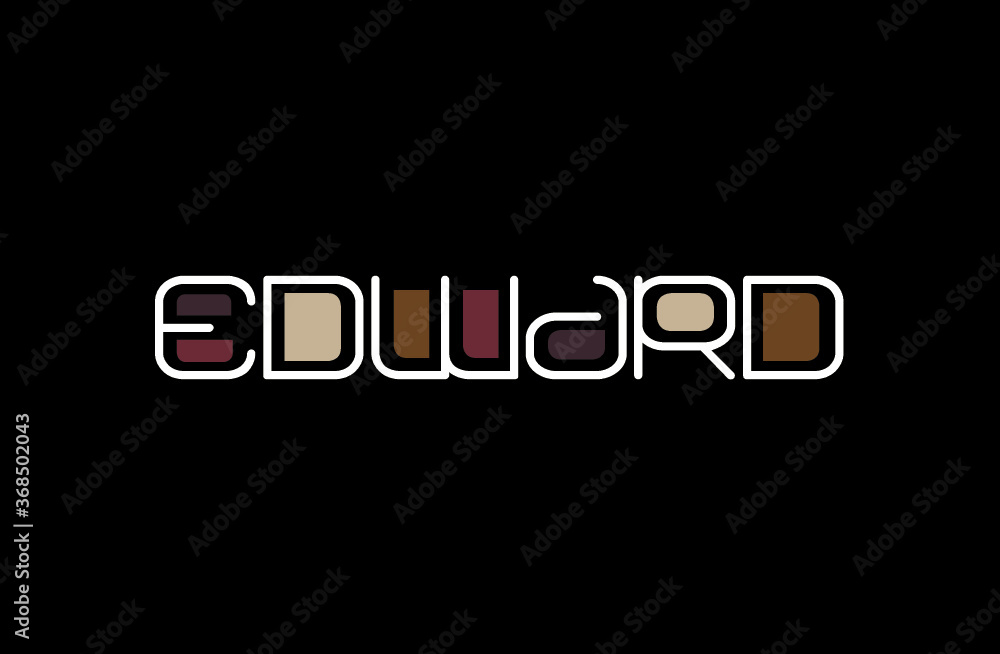 Edward Name Art in a Unique Contemporary Design in Java Brown Colors ...