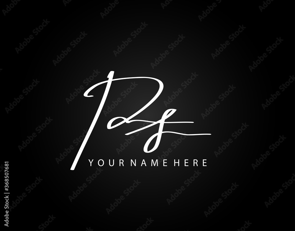 Signature Logo P and S, PS Initial letter. Elegant Handwriting ...