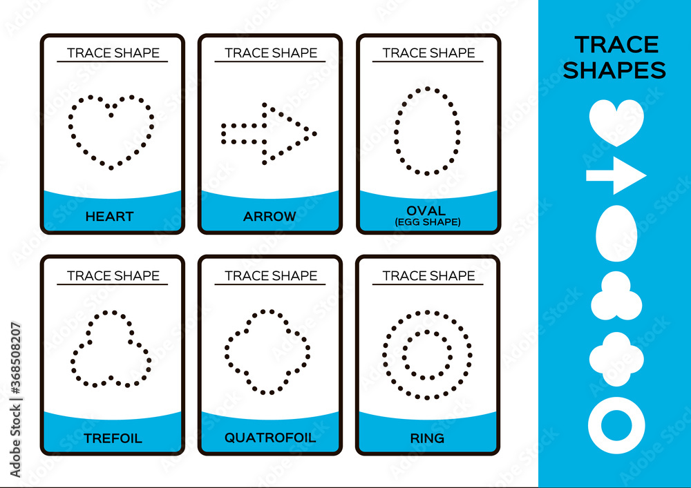 Trace Shapes. 2D Baisc Geometrical Shapes For Children. 6 Flashcards ...