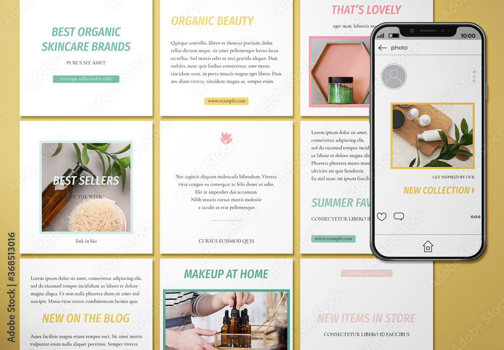 A Set of 15 Bright Minimalistic Social Media Post Layouts Stock ...