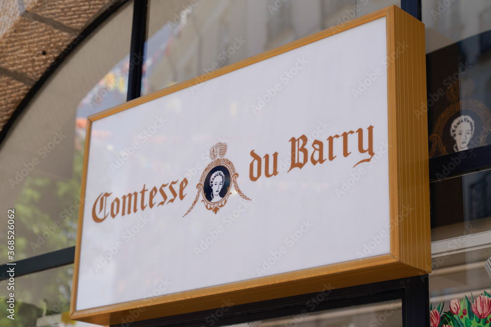 Comtesse du Barry sign text and logo of epicerie luxury brand store of ...