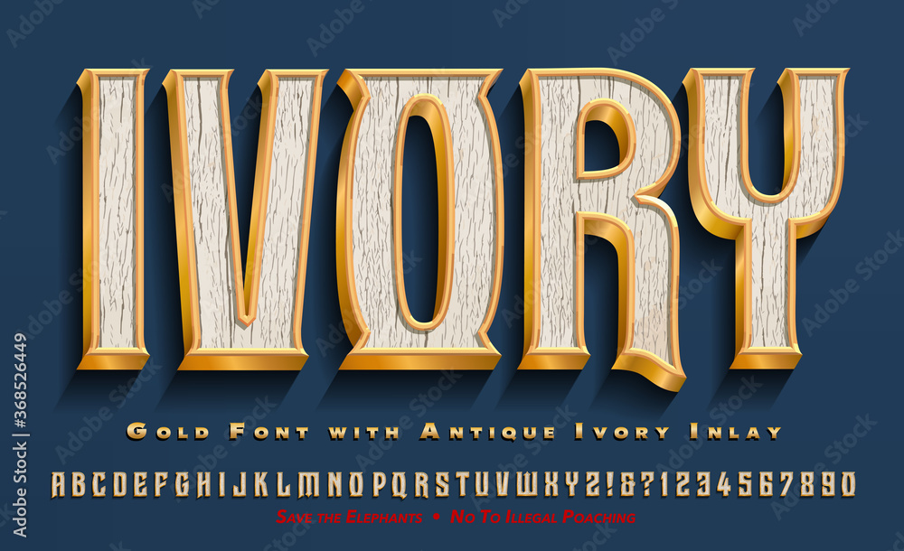 An Elegant Alphabet Constructed of Gold and Inlaid with Antique Ivory ...