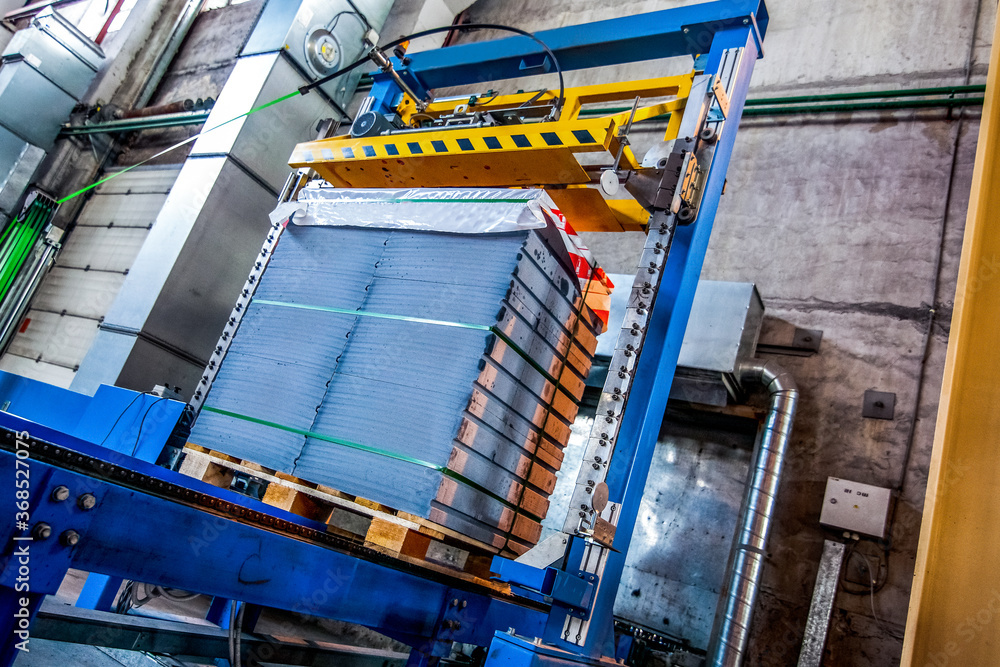 Stack of precast concrete slabs in a house-building factory Stock Photo ...