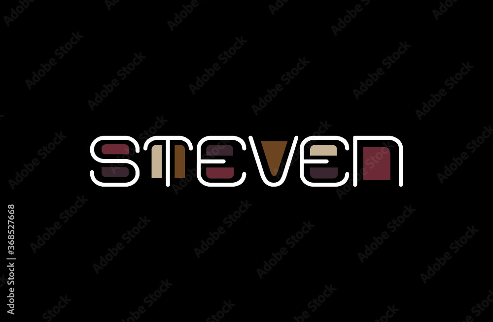 Steven Name Art in a Unique Contemporary Design in Java Brown Colors ...