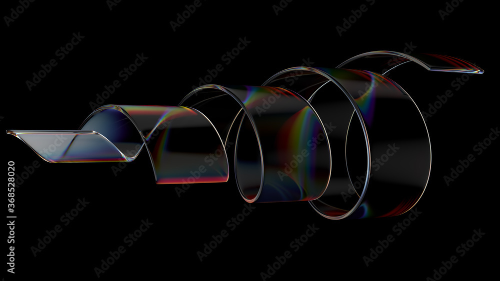 3d render of glass object with dispersion and iridescent effects ...