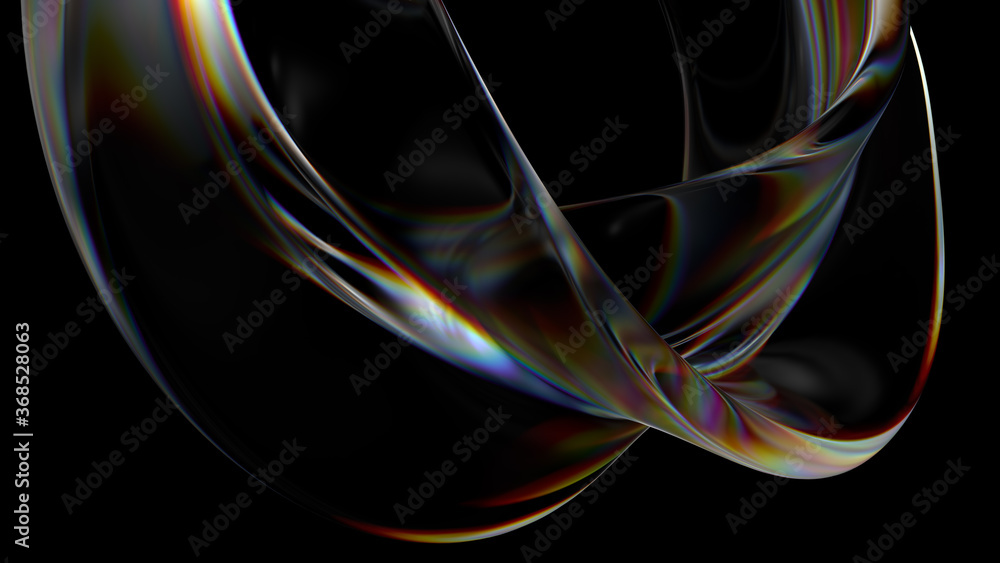 3d render of glass object with dispersion and iridescent effects ...
