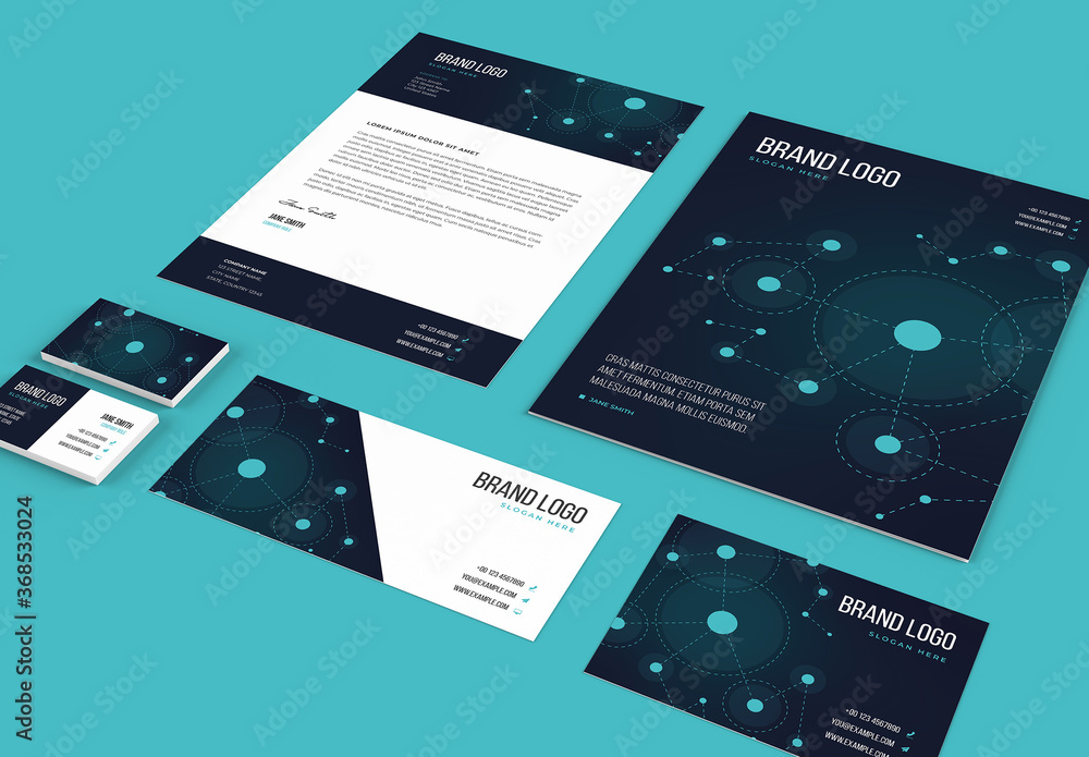Tech Business Stationery Template Set Stock Template | Adobe Stock