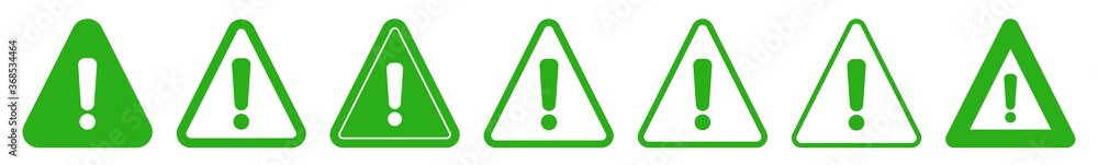 Exclamation Mark Triangle Icon Green | Caution Sign | Warning ...