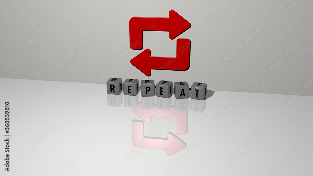 3D graphical image of repeat vertically along with text built by ...