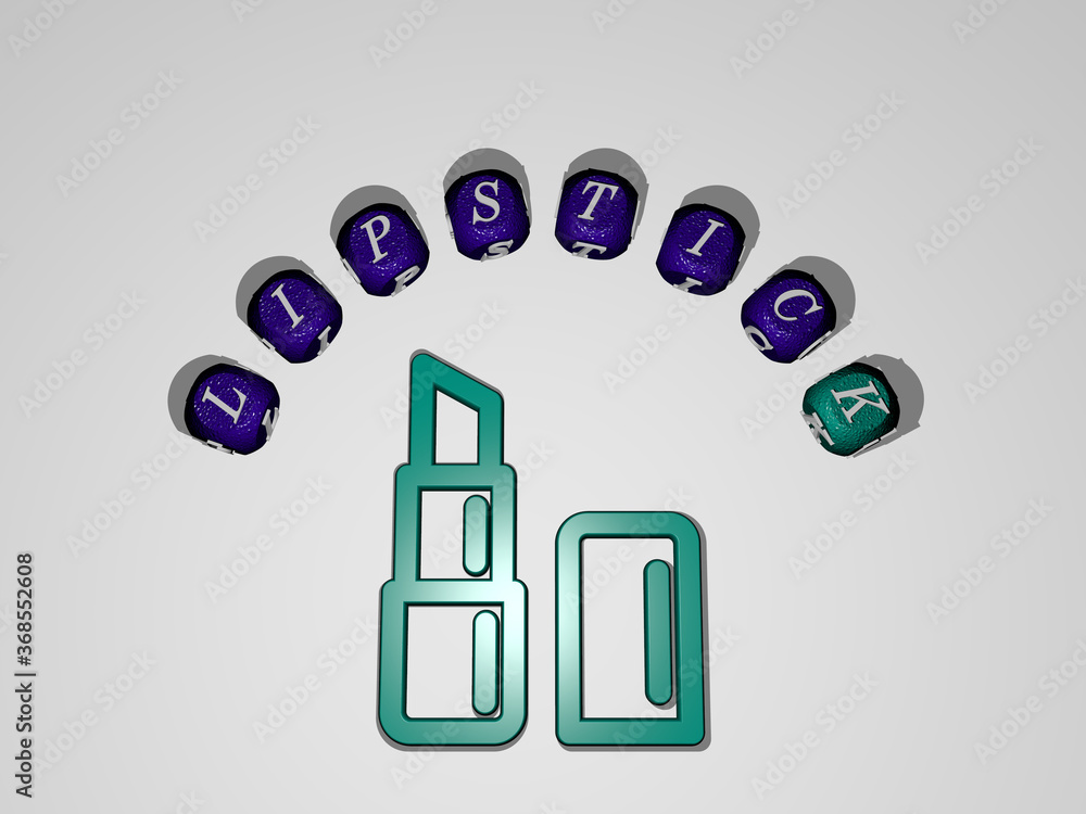 3D illustration of lipstick graphics and text around the icon made by ...