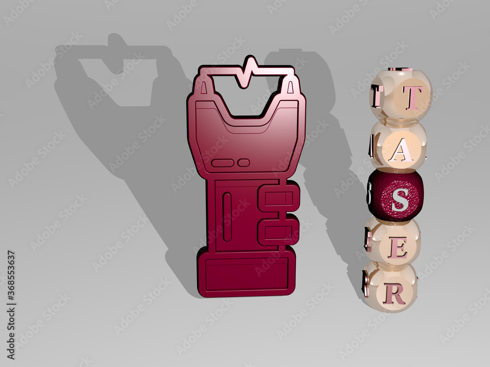 3D illustration of taser graphics and text around the icon made by ...